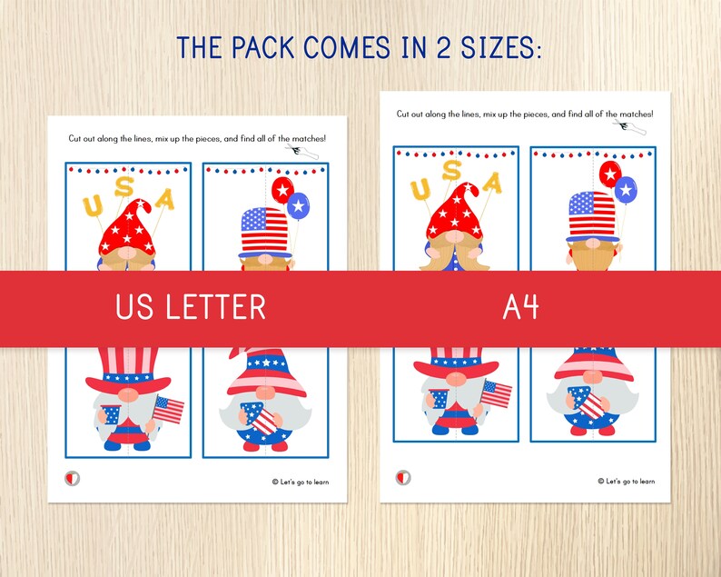 4th of July Matching Activity for Kids - USA Independence Day Party ...