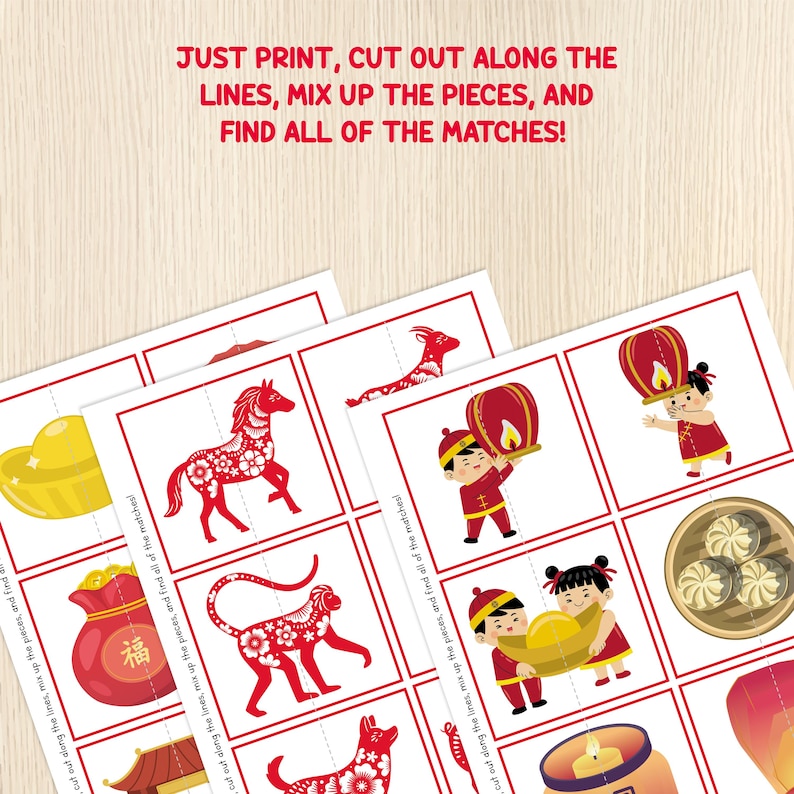 Chinese New Year Matching Activity - Lunar New Year Game - Puzzles for ...