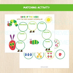 Days of the Week With the Very Hungry Caterpillar, Matching Game ...