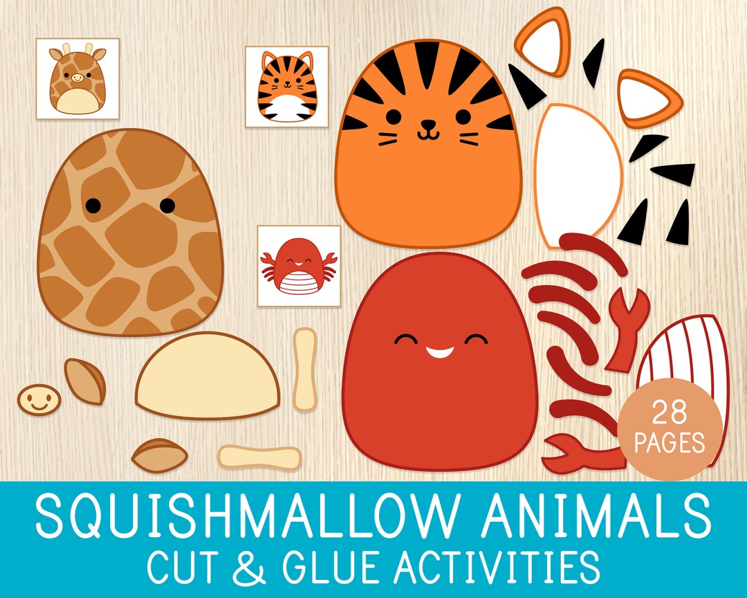 Squishmallow Animals Cut & Paste Activity - Scissor Skills Game ...