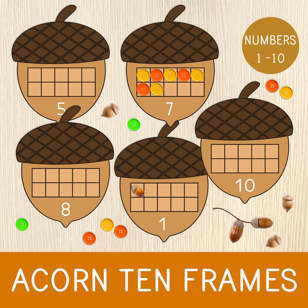 Fall Acorn Ten Frames, Number Mats, Playdough Mats, Autumn Activity ...