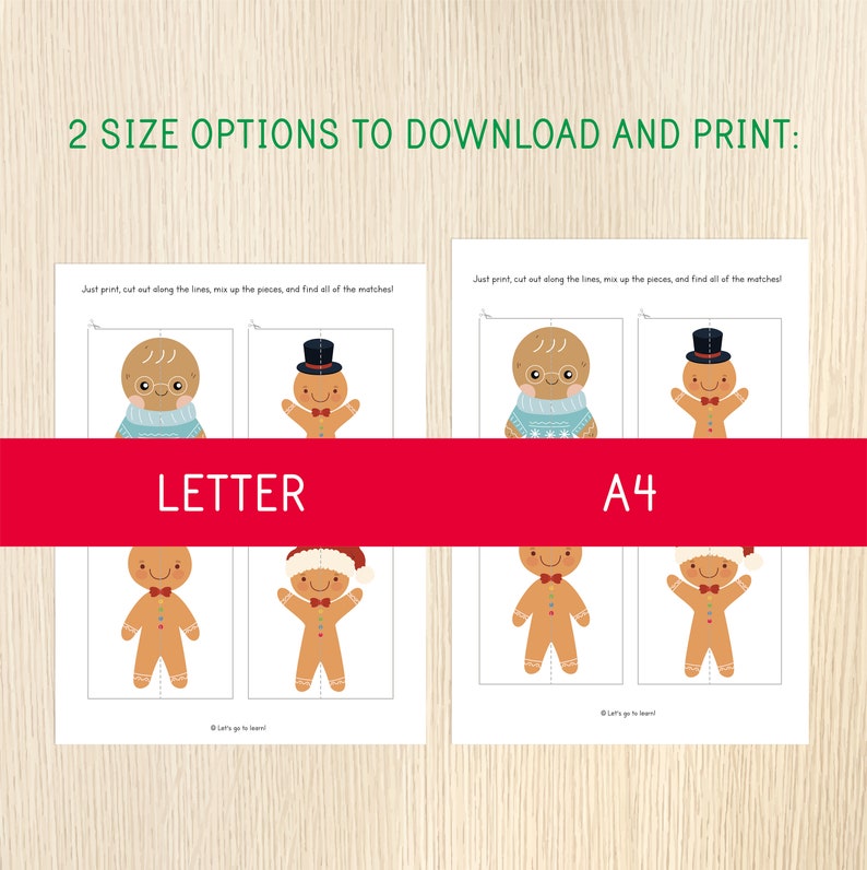 Christmas Matching Game, Gingerbread Man Puzzles, Xmas Activity for ...