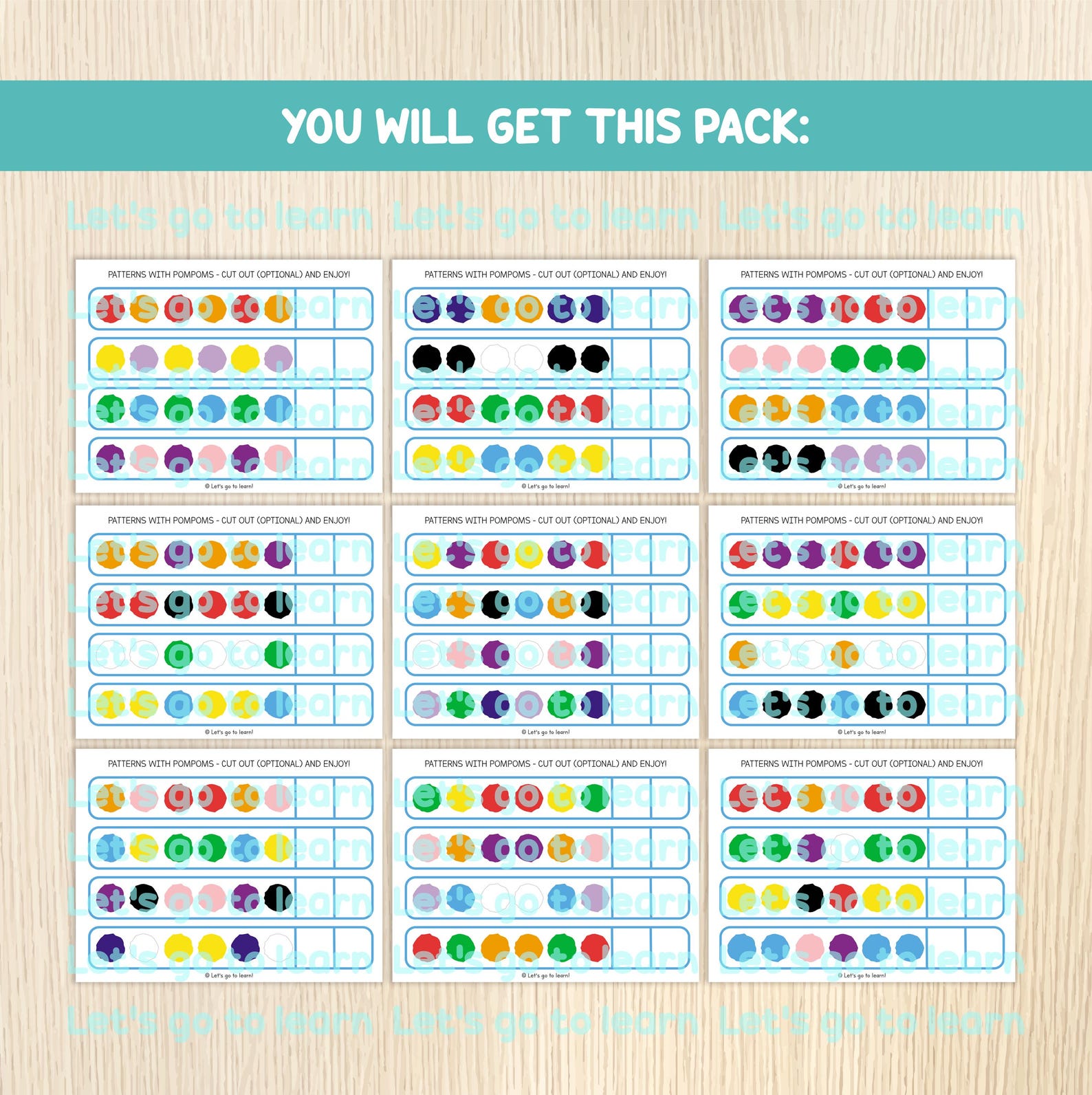 Patterns With Pom Poms for Kids - Printable Complete Patterns Mats ...