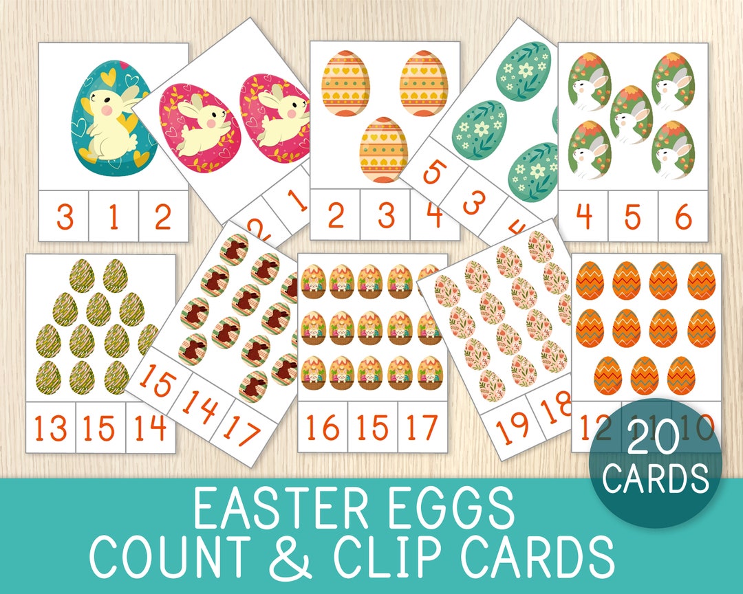 Easter Eggs Count & Clip Cards - Numbers 1-20 - Counting Cards ...