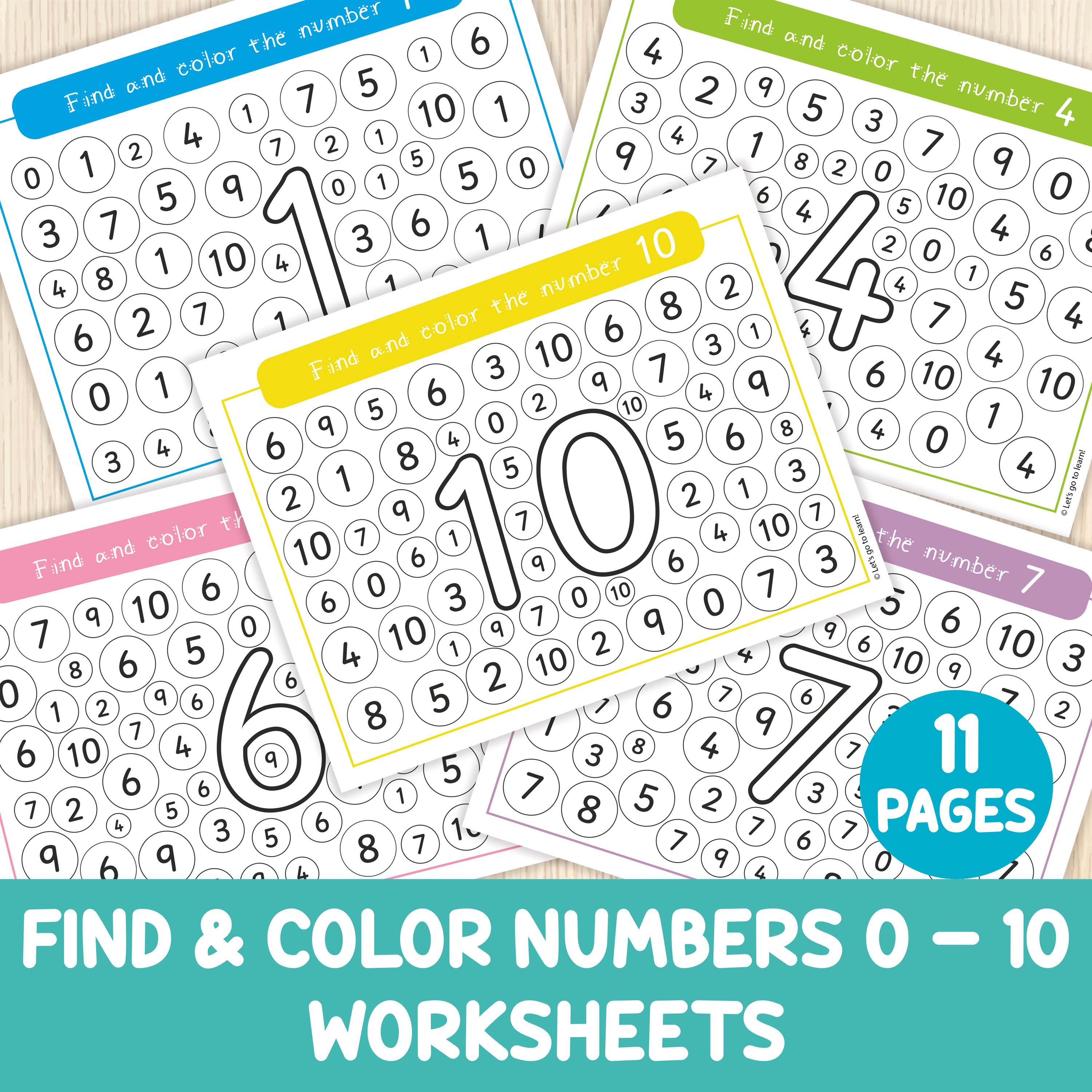 Numbers Worksheets - Find & Color Numbers - Number Recognition ...