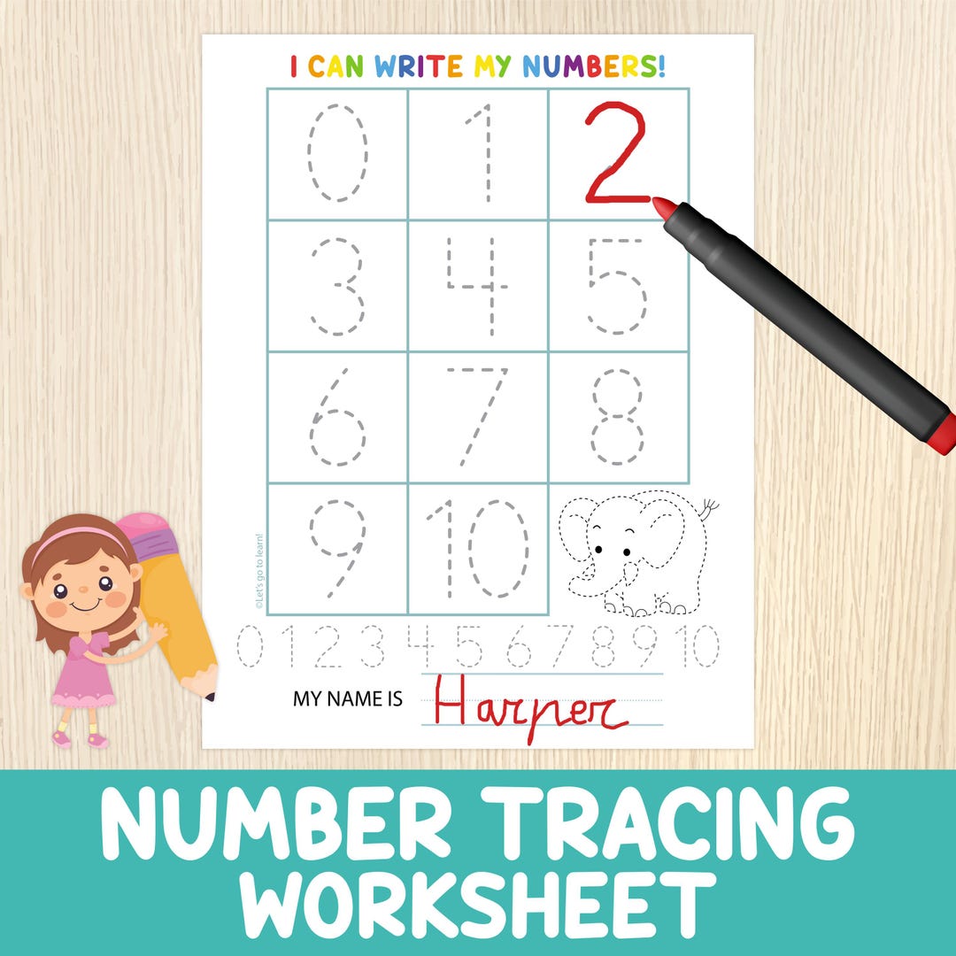 Number Tracing Worksheet 0-10 - Toddler & Preschool Pre-writing ...
