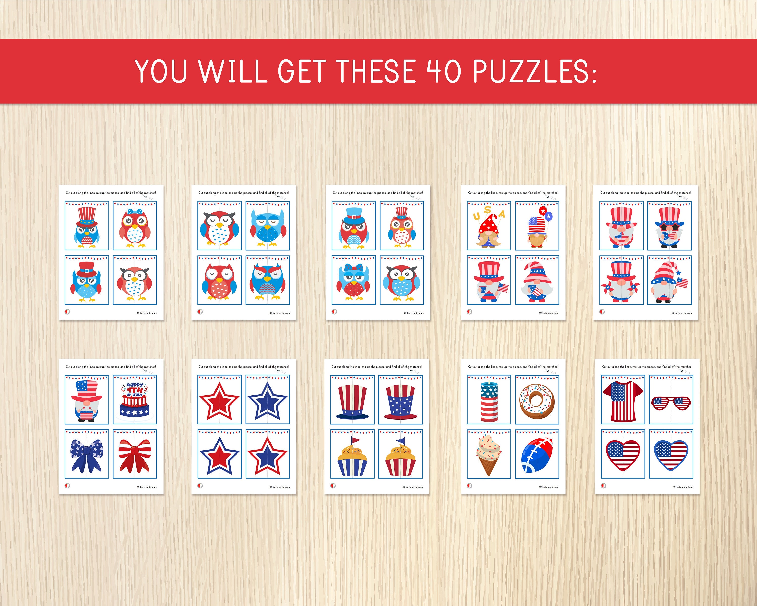 4th of July Matching Activity for Kids - USA Independence Day Party ...