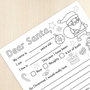 Letter to Santa Coloring Page Kids Christmas Wish List Printable Letter ...
