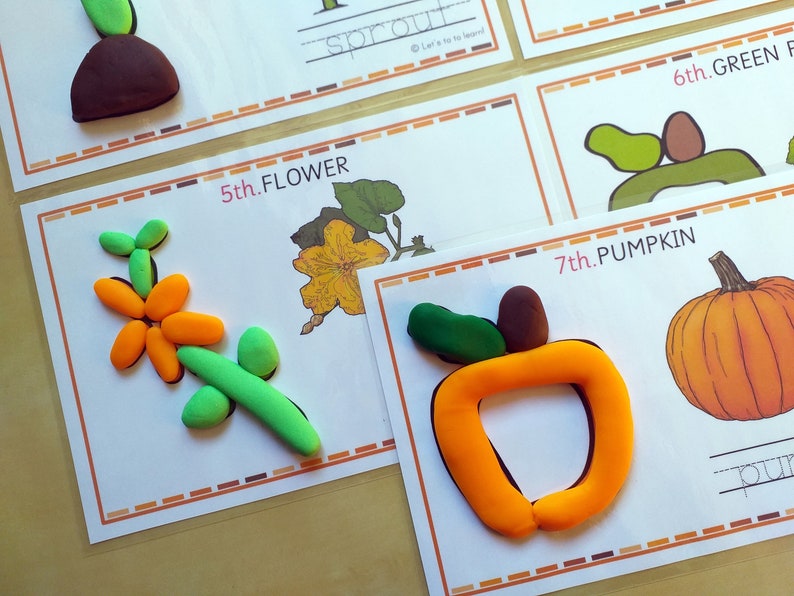 Pumpkin Life Cycle Playdought Mats, Play Doh Activity, Fall, Autumn ...