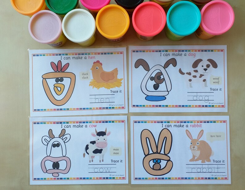 Farm Animals Playdough Mats 12 Visual Cards Play Doh | Etsy