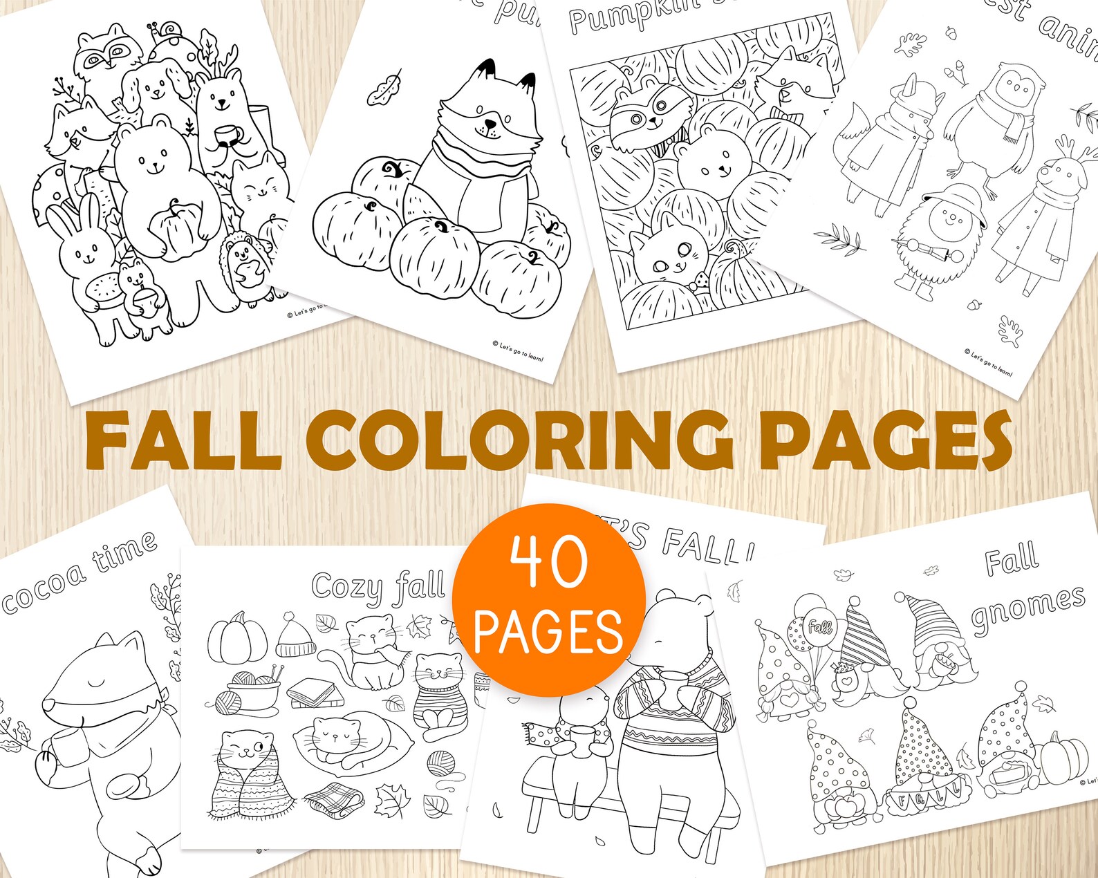 Fall Coloring Pages 40 Sheets Autumn Activity for Kids Fall - Etsy
