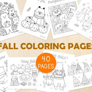 Fall Coloring Pages, 40 Sheets, Autumn Activity for Kids, Fall Party ...