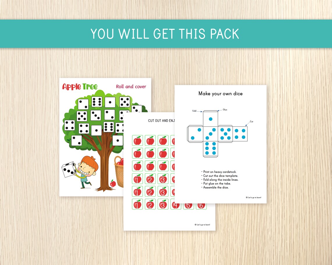 Apple Tree Number Matching Activity Roll & Cover Game | Etsy