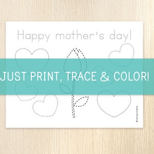 Mother's Day Tracing Activities, Trace & Color Worksheets, Greeting ...