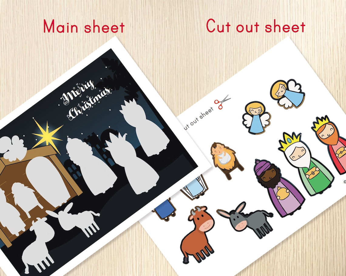Nativity Scene for Kids, Christmas Scene, Epiphany Scene, Matching ...