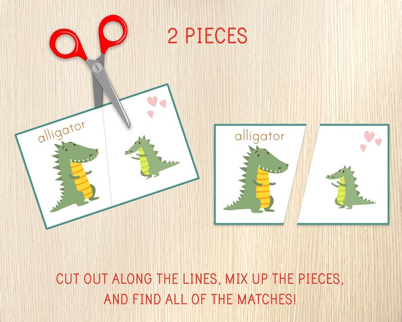 Mother & Baby Animals Matching Games 36 Puzzles Matching - Etsy