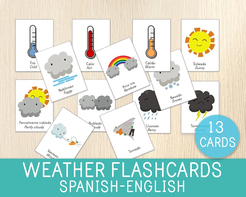 SPANISH-ENGLISH BUNDLE 1 Colors Numbers Emotions Weather - Etsy