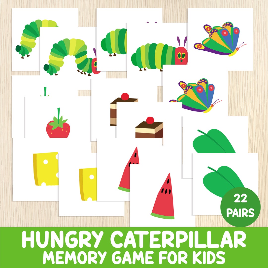 Hungry Caterpillar Memory Game, Matching Activity, Toddler, Preschool ...