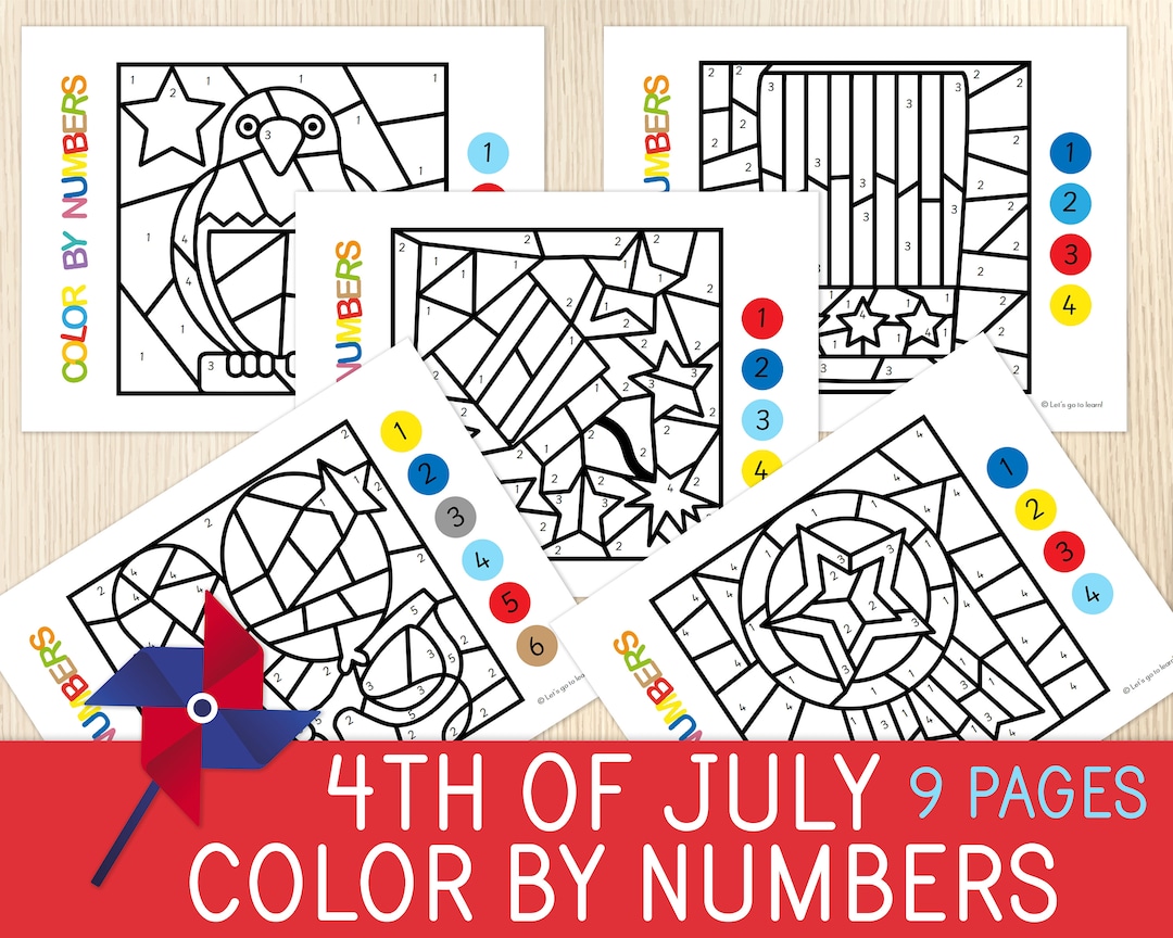 4th of July Color by Numbers Pages, Independence Day, Patriotic ...