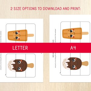 Ice Cream Matching Activity, Toddler & Preschool Game, 8 Summer Puzzles ...
