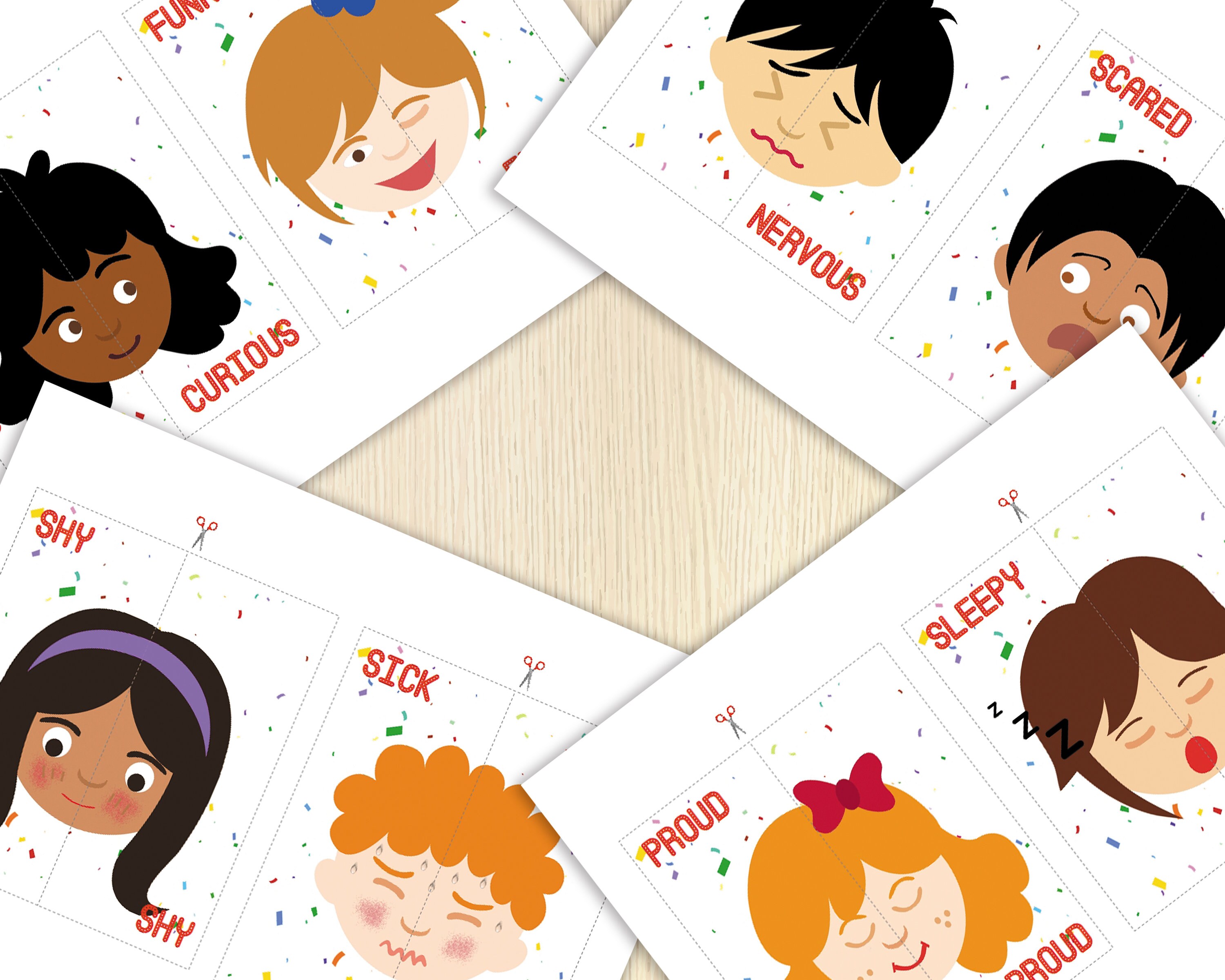 Emotion Puzzles Matching Games Feelings Toddlers Preschool - Etsy