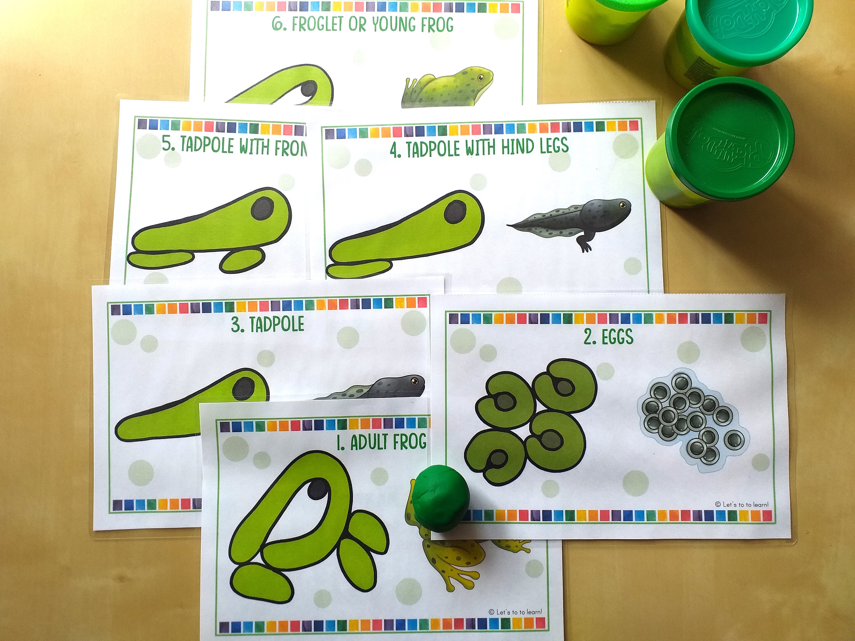 Frog Life Cycle Playdough Mats, Play Doh Activity, Preschool Game, Pre ...