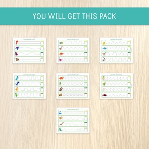 Dinosaurs Tracing Strips, Tracing Practice, Toddler, Preschool ...