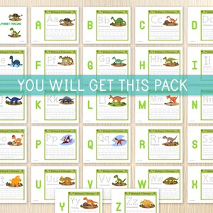 Alphabet Tracing Worksheets - Cute Dinosaurs - Tracing Letters ...