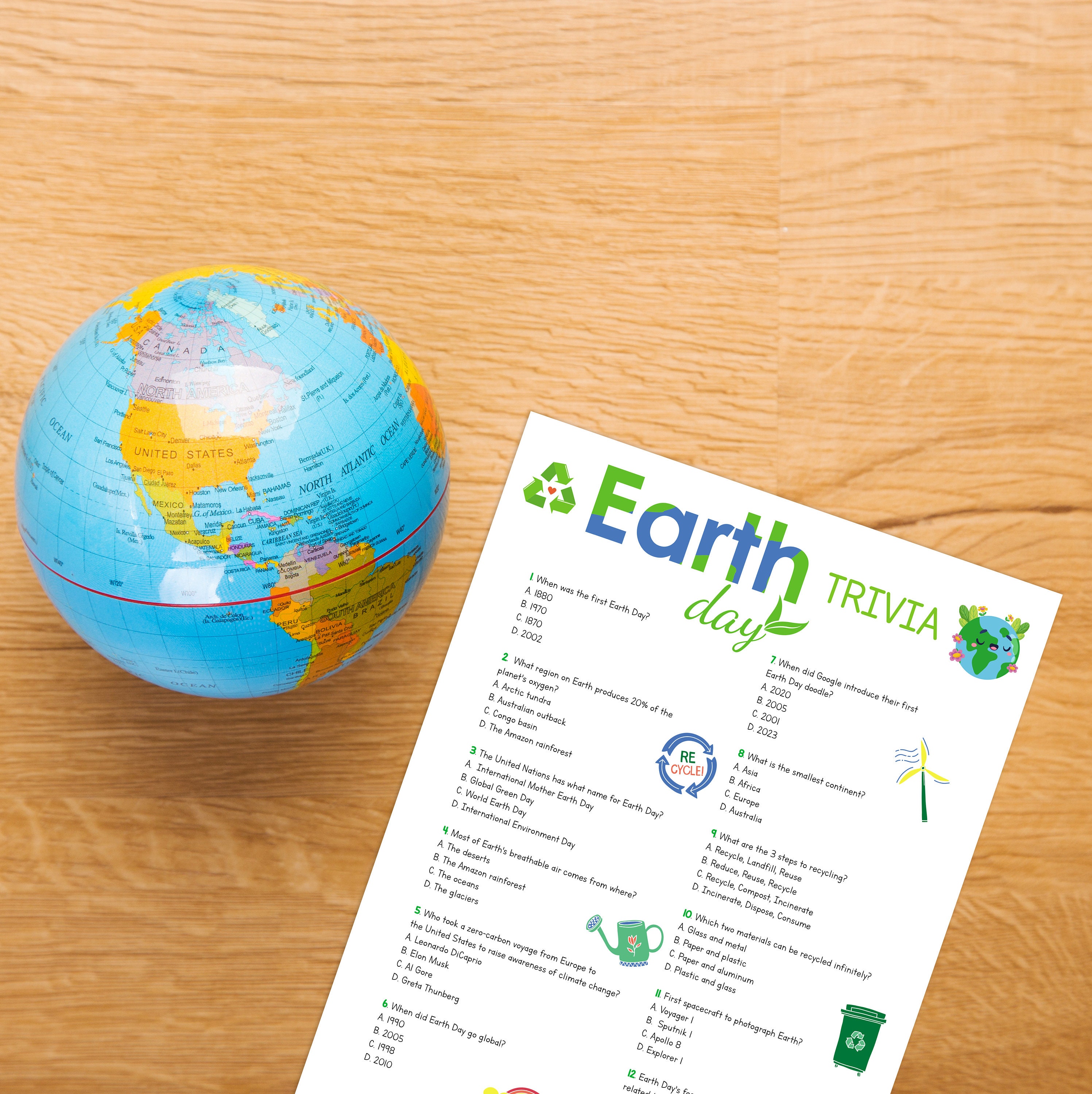 Earth Day Trivia Game, Party Trivia, Trivia Quiz, Answer Key Included ...