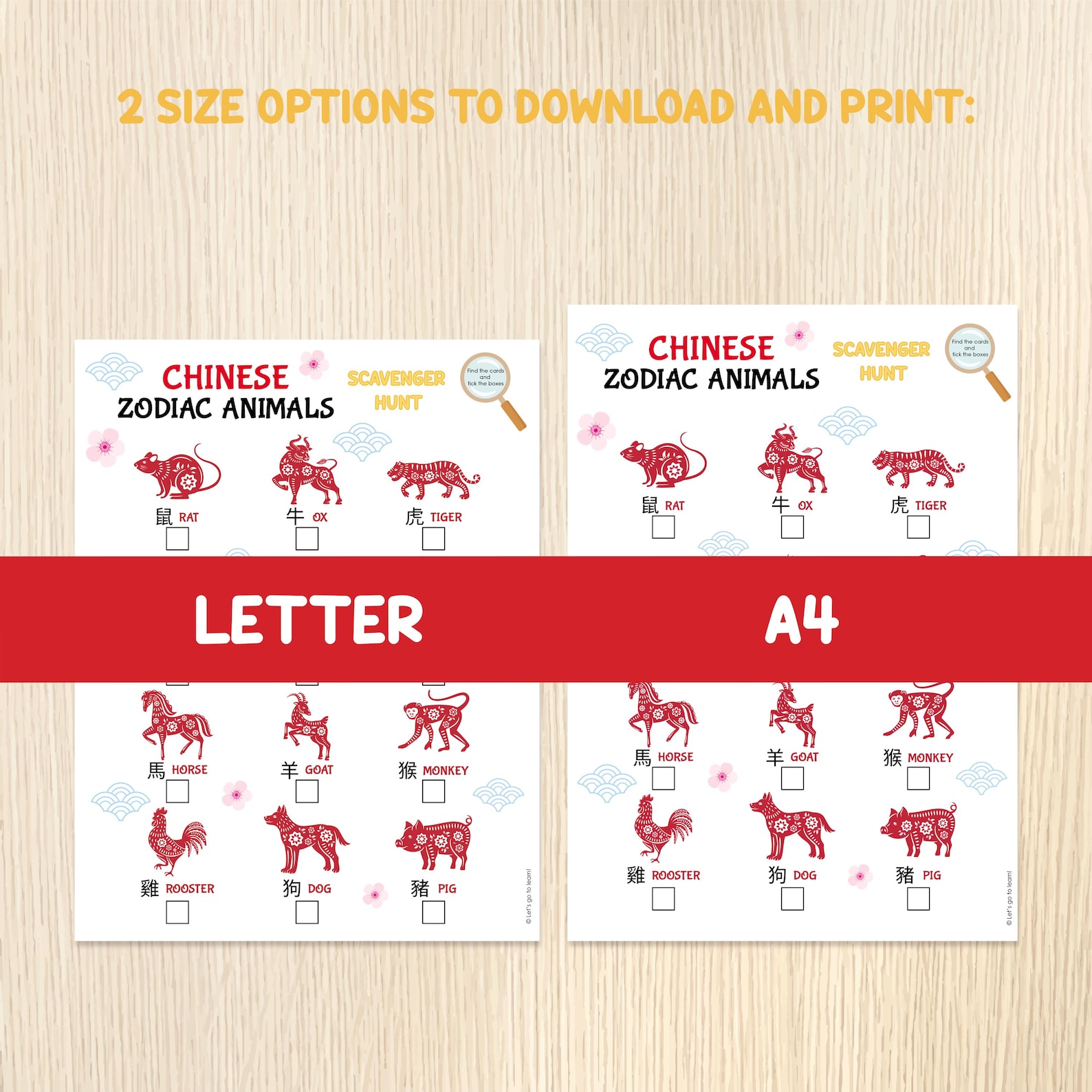 Chinese Zodiac Animals Scavenger Hunt With Cards to Hide - Lunar New ...