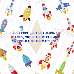 Rocket Matching Game, Space Matching Activity, Toddler & Preschool ...