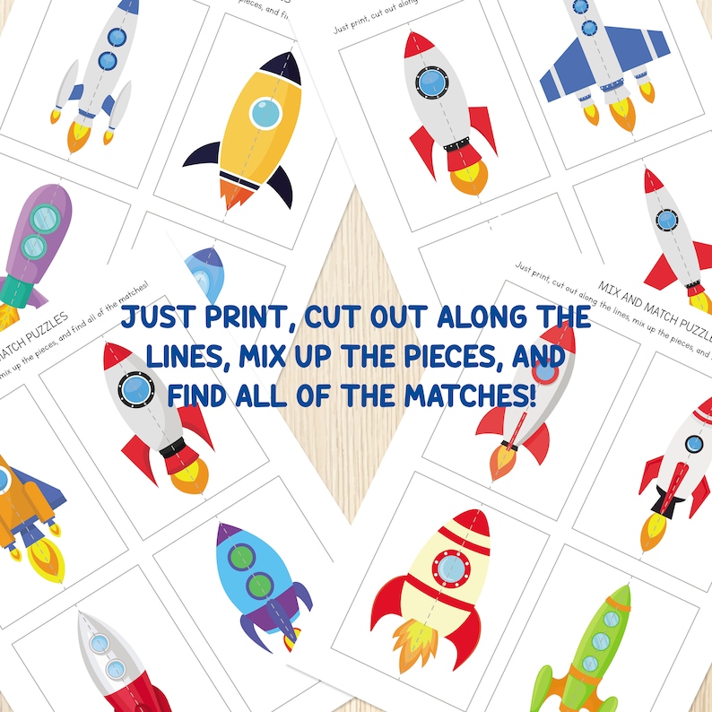Rocket Matching Game, Space Matching Activity, Toddler & Preschool ...