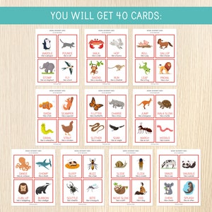 Animal Movement Cards, 40 Cards, Gross Motor Skills, Preschool ...