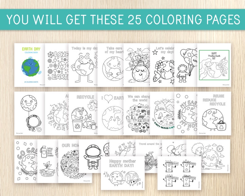 Earth Day Coloring Pages 25 Coloring Sheets Spring Activity | Etsy
