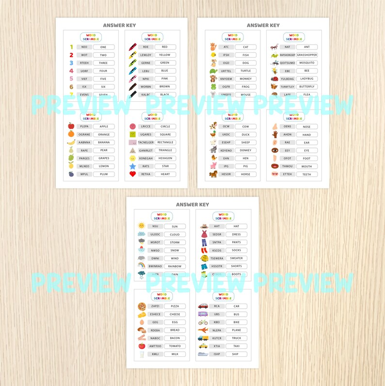 Word Scramble Worksheets Bundle – Kids Word Scramble Games – Vocabulary ...
