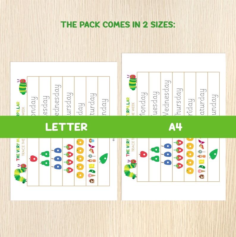 Days of the Week With the Very Hungry Caterpillar, Matching Game ...