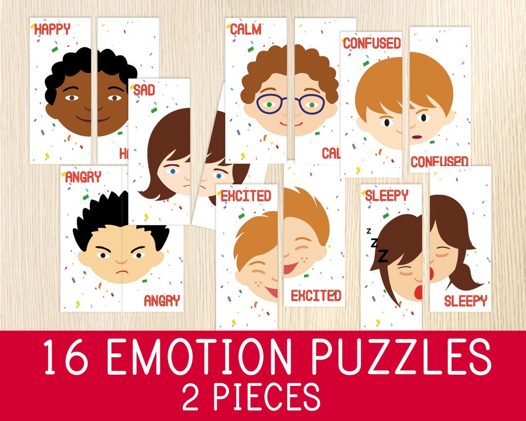 Emotion Puzzles, Matching Games, Feelings, Toddlers, Preschool Activity ...