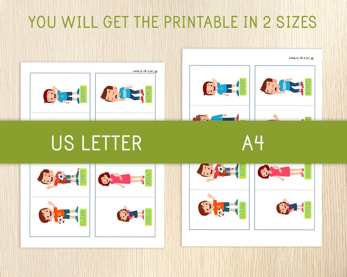 Opposites Matching Activity Pairing Cards Memory Game | Etsy