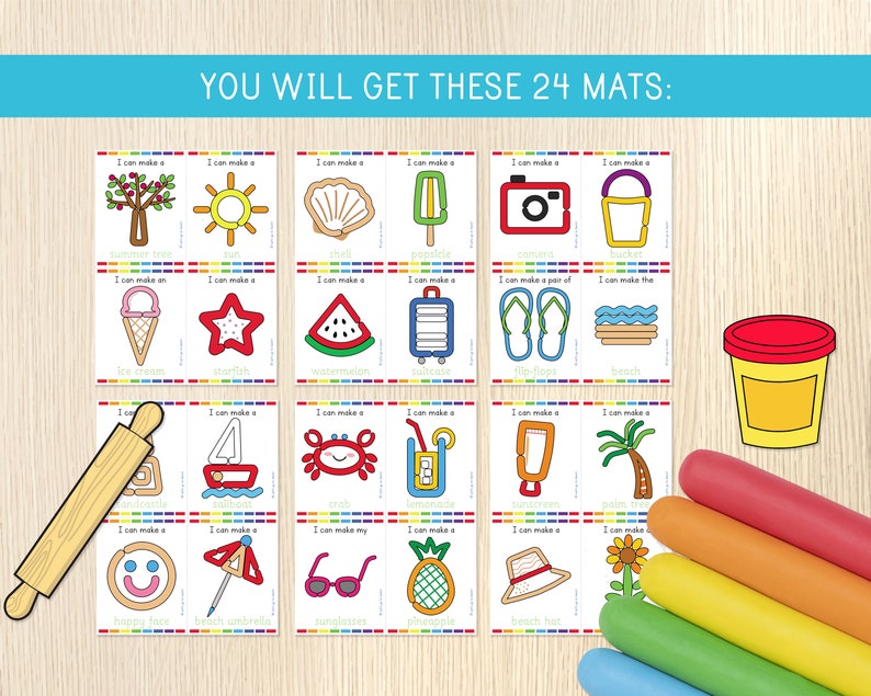 Summer Playdough Mats 24 Visual Cards Play Doh Toddler - Etsy
