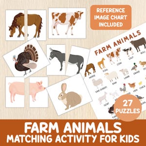 Farm Animals Matching Game for Kids - Animal Puzzles - Farm Animal ...