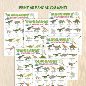 Dinosaurs Scavenger Hunt With Cards - Indoor Outdoor Dino Treasure Hunt ...