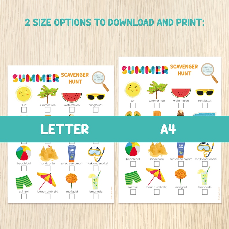 Summer Scavenger Hunt, Indoor Outdoor Treasure Hunt With Cards to Hide ...
