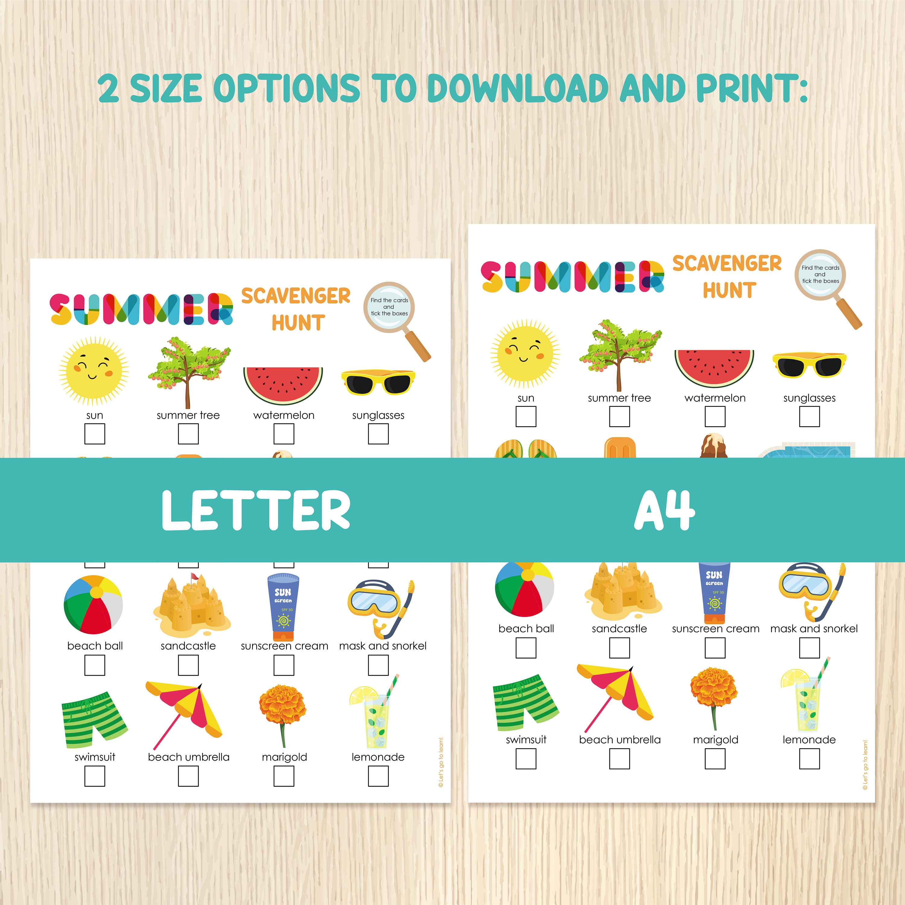 Summer Scavenger Hunt, Indoor Outdoor Treasure Hunt With Cards to Hide ...