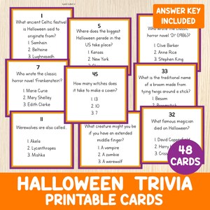 Halloween Trivia Game, 48 Question Cards, Halloween Party Activity ...