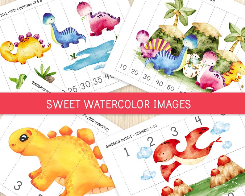 Dinosaur Number Puzzles Sequence Puzzles Count 1 to 20 Skip - Etsy