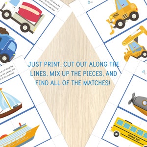 Vehicles Matching Activity - 30 Transports Puzzles for Kids - Symmetry ...