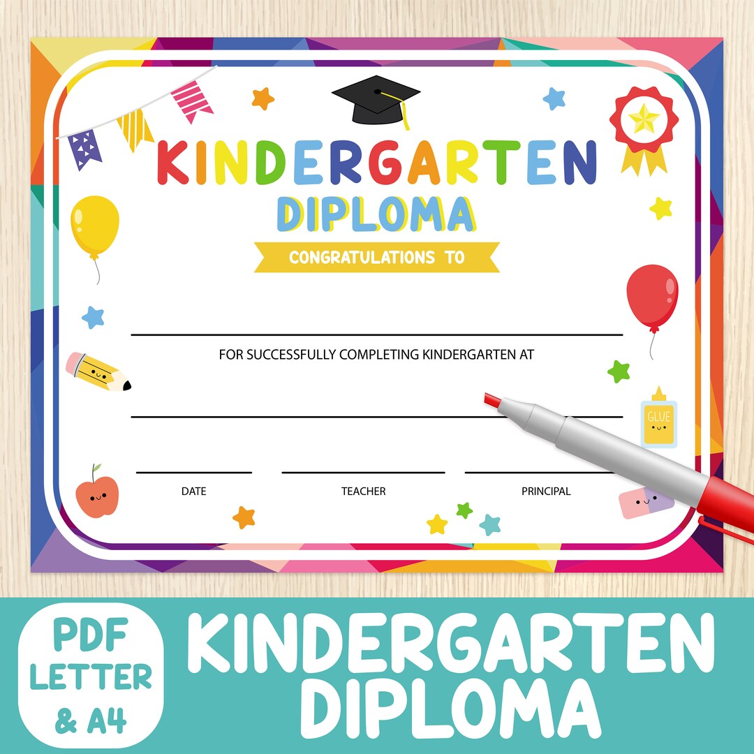 Kindergarten Graduation Certificate - Kindergarten Graduate Diploma ...