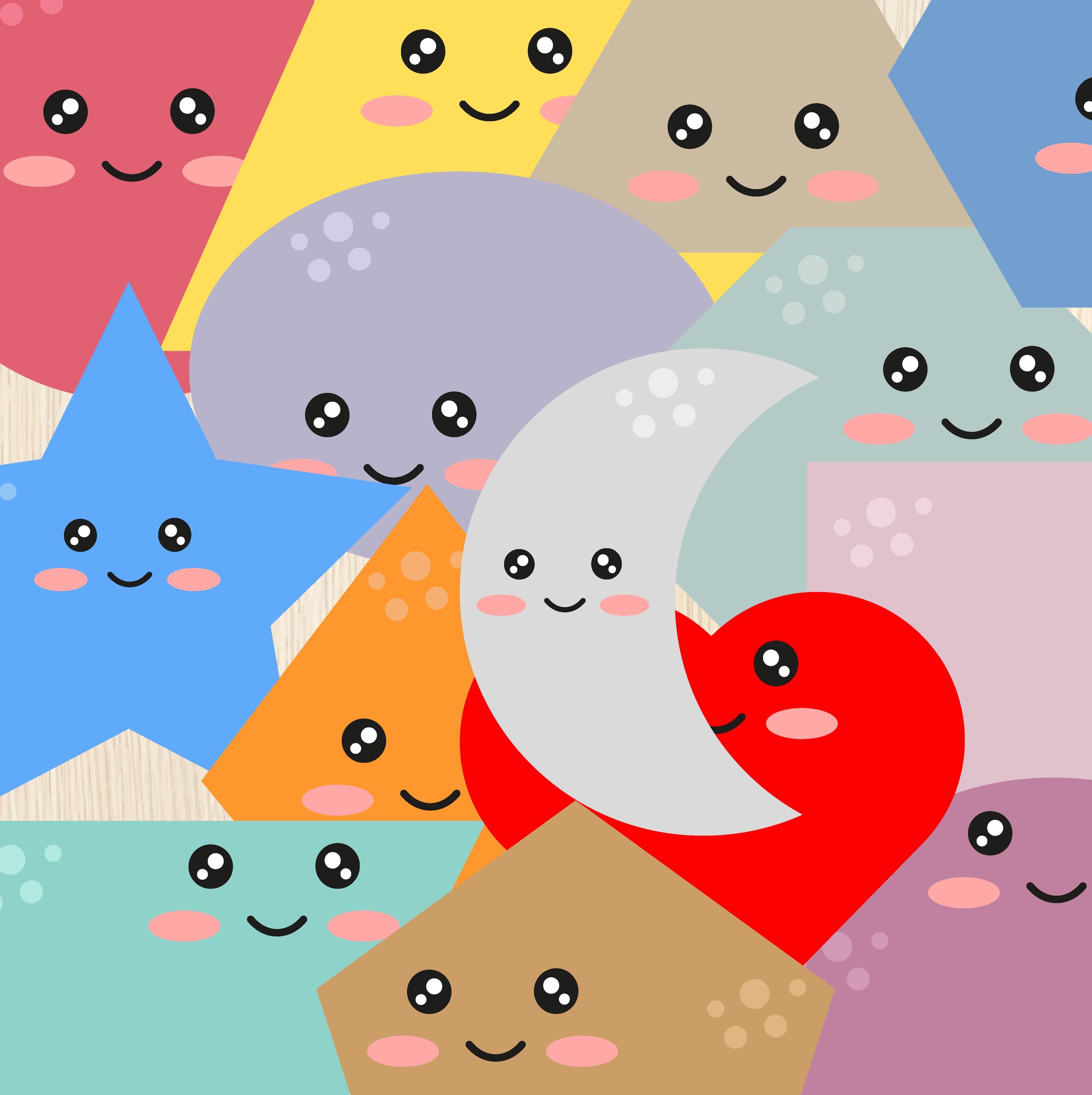 Shapes Clipart Bundle - Cute Kawaii Shapes for Kids - Math Clipart Png ...