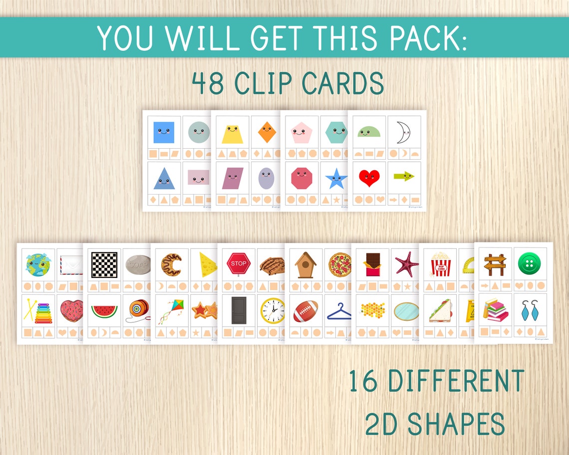 Shapes Clip Cards - Shapes Matching Activity - Toddler, Preschool ...