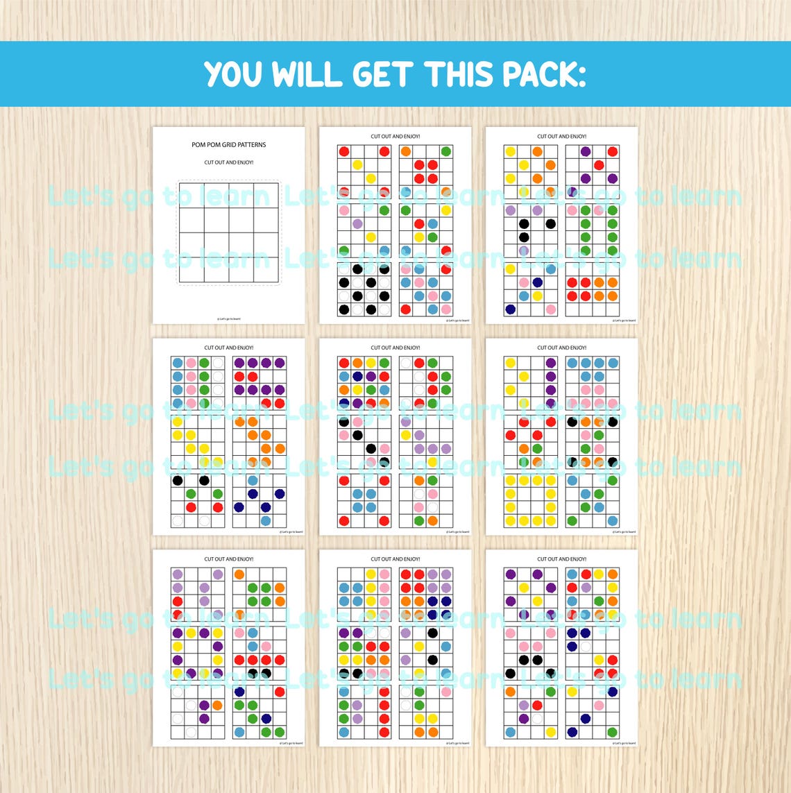 Pom Pom Patterns for Kids – Color Matching Activity for Toddlers – Fine ...